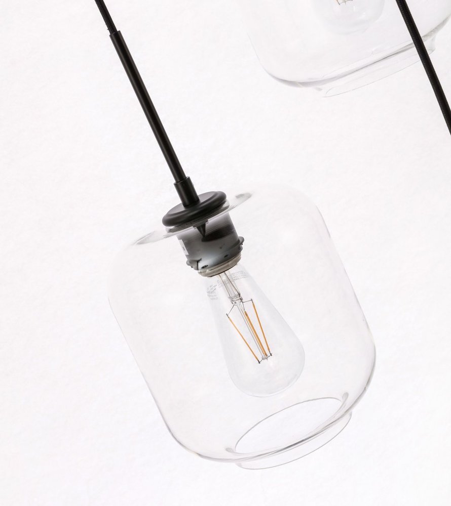 Collier 3 light Black and Clear glass pendant : LD2274BK | Aura Lighting